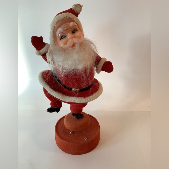 Holiday | Vintage 195s Red Flocked Wind Up Dancing And Musical ...